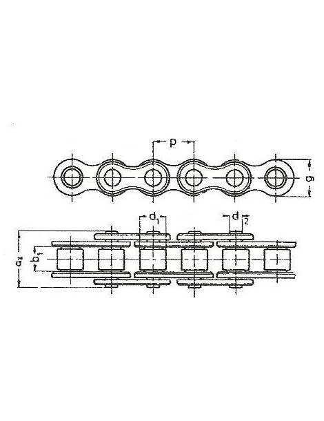 Chaîne à rouleaux simple ASA60 ref : CHNASA60 Chaîne à rouleaux ASA